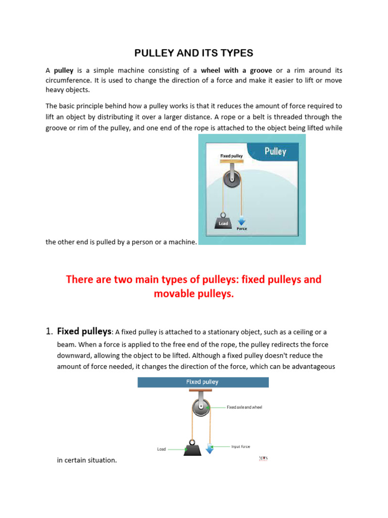 Types of Pulleys Explained | PDF