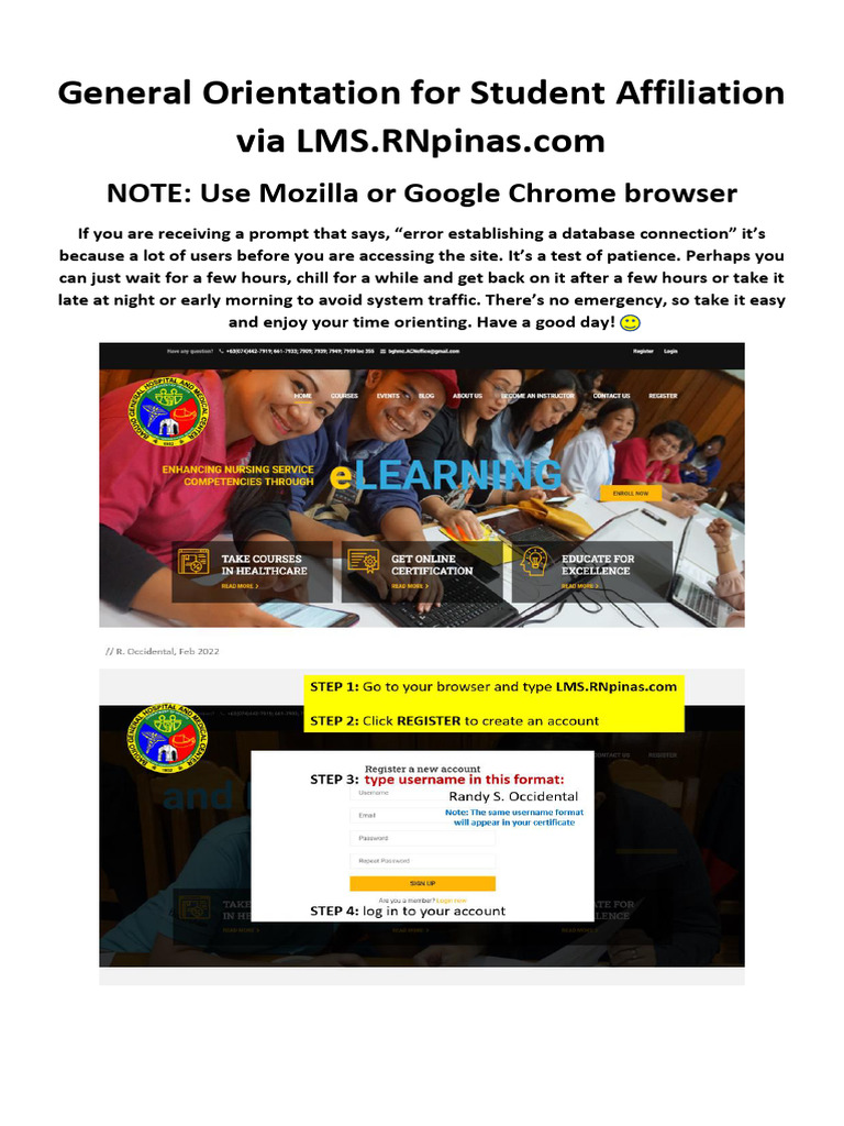 BGHMC General Orientation For Student Affiliation Instructions - Asynchronous Learning 09272023 ...