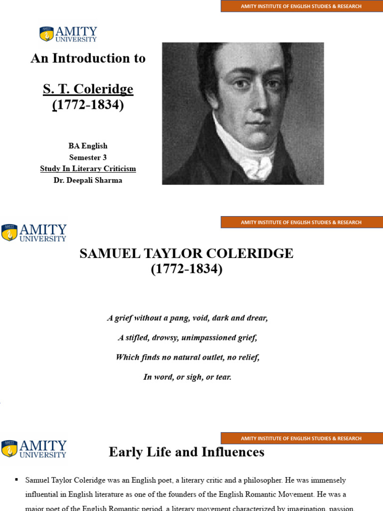 An Introduction To S.T.coleridge | PDF | Samuel Taylor Coleridge ...
