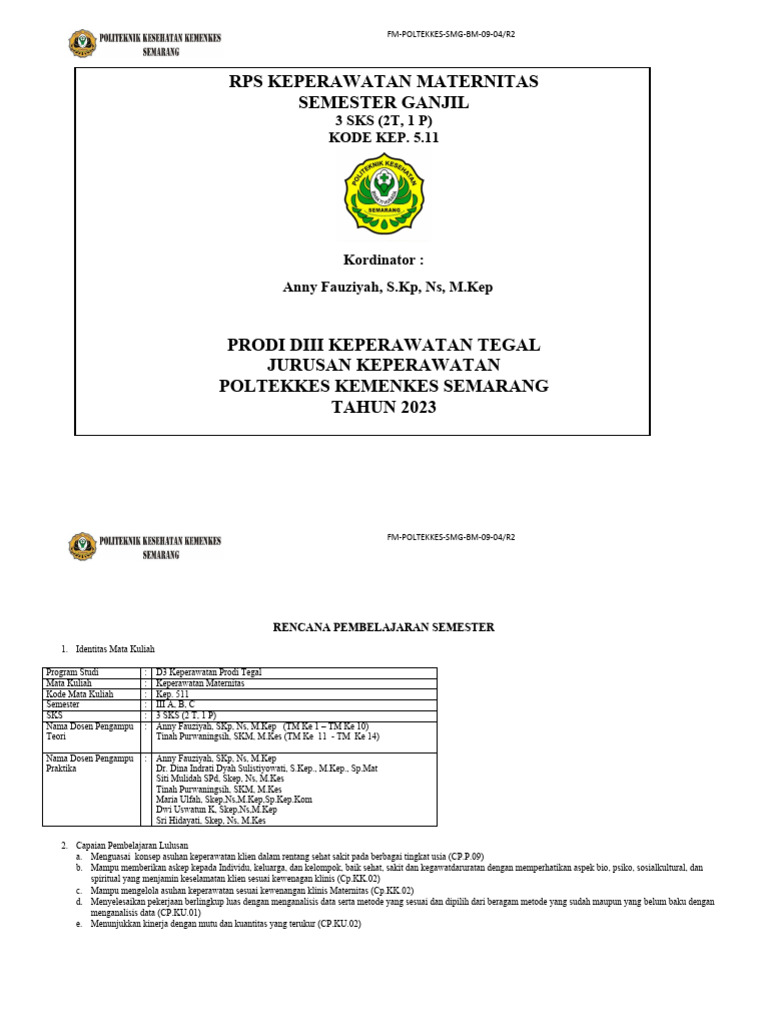 Rps Maternitas 26 Juli 2023 | PDF