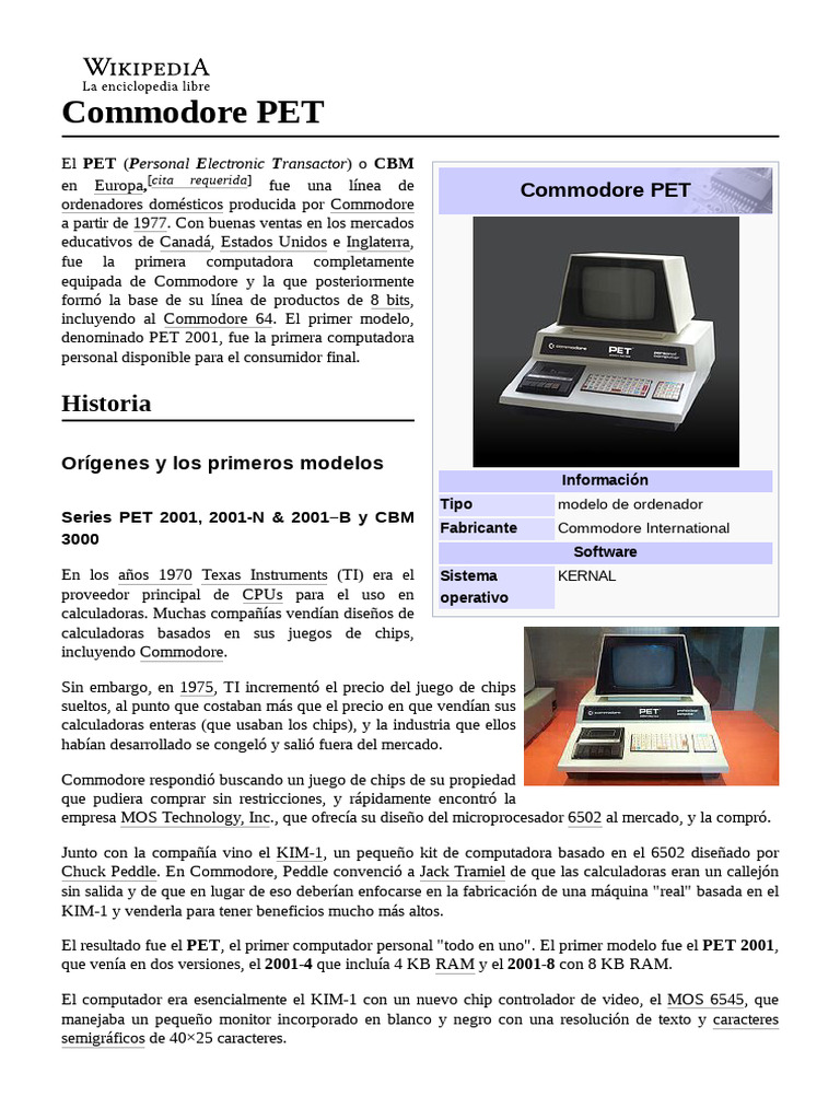 Commodore PET | PDF | Computadoras personales | Bienes manufacturados