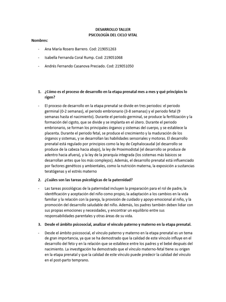 Desarrollo Taller | PDF | Parto | Parto prematuro Desarrollo Taller | PDF | Parto | Parto prematuro