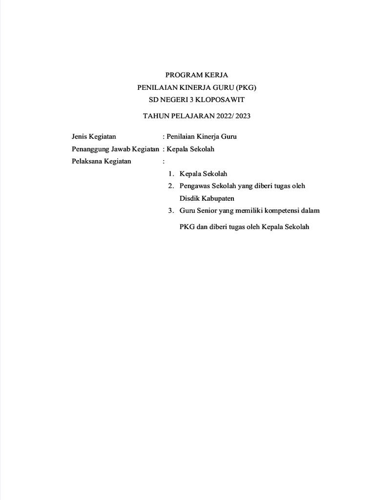PDF Program Kerja PKG 3 Klopo 2022 2023 - Compress | PDF