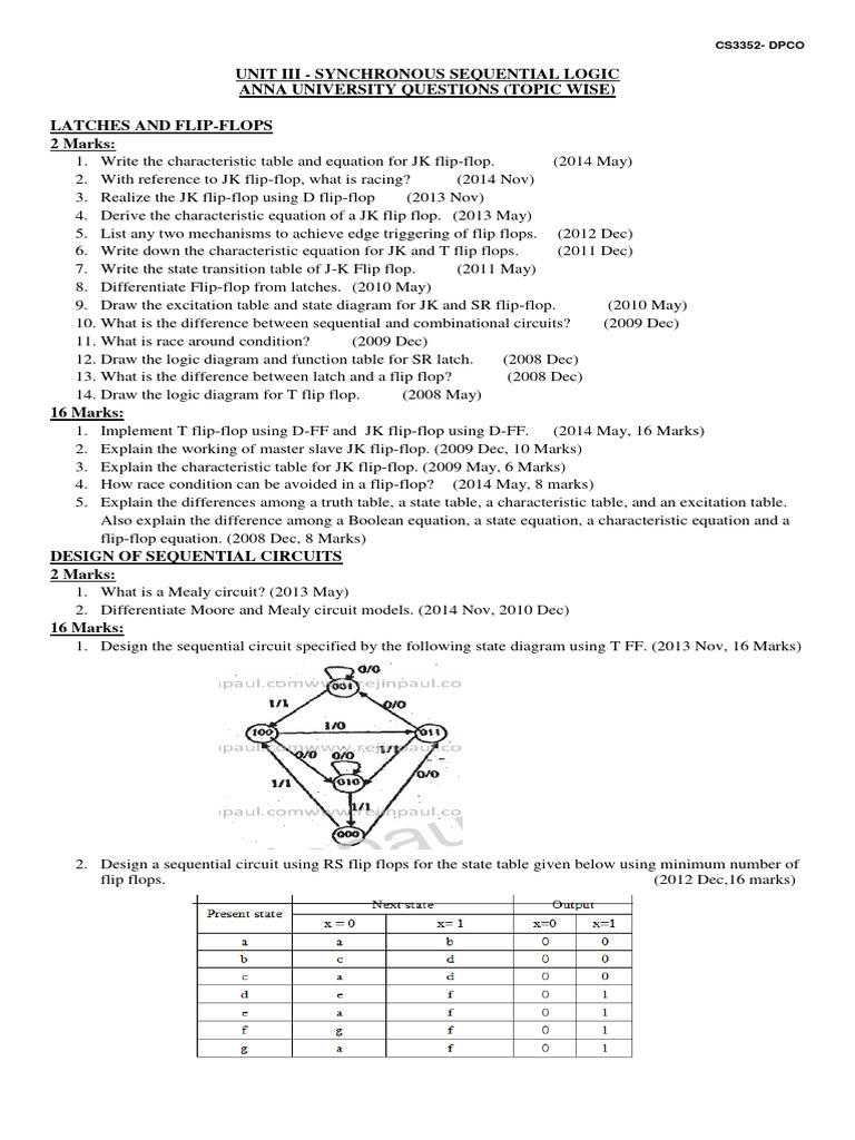 Synchrnous Sequential Logic UNIT-2 | PDF Synchrnous Sequential Logic UNIT-2 | PDF