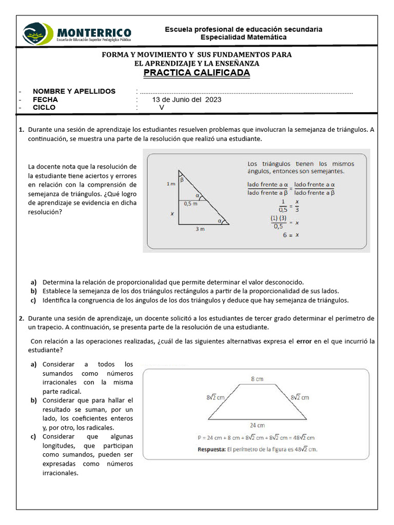 Practica Examenes de Nombramiento | PDF