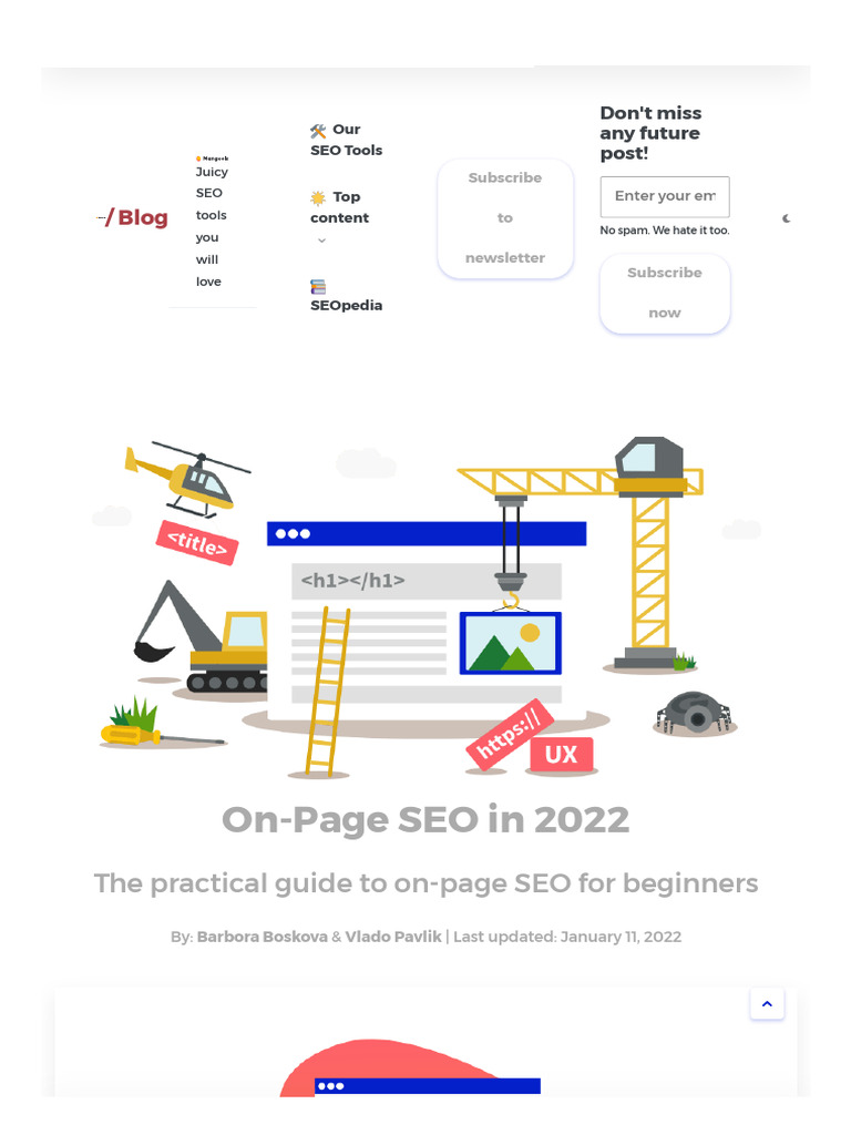 On-Page SEO - The Practical Guide For SEO Beginners (2022) | PDF