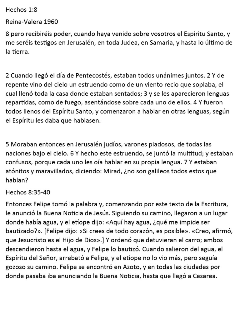 Hechos 1 | PDF | Bautismo | Jesús