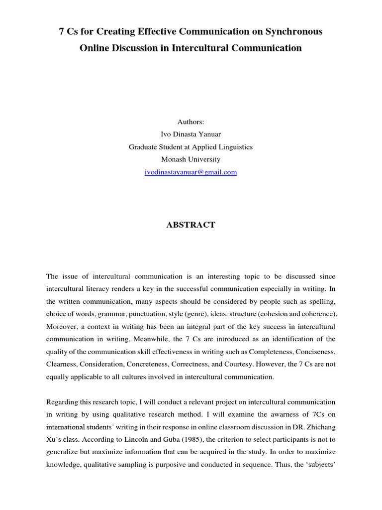7 Cs For Creating Effective Communicatio | PDF | Cross Cultural ...