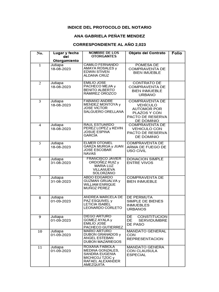 Indice Del Protocolo | PDF