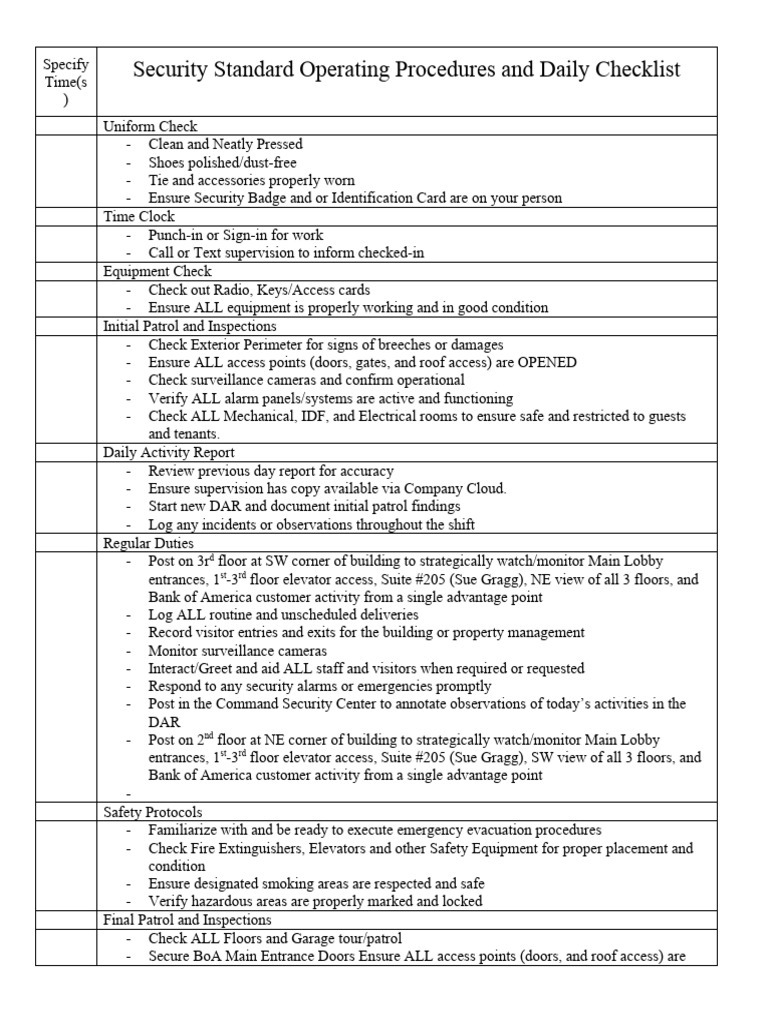 Security SOP | PDF | Elevator | Security Alarm