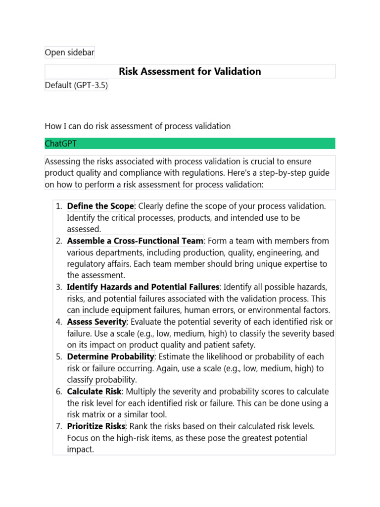 Process Validation | PDF | Risk | Risk Assessment