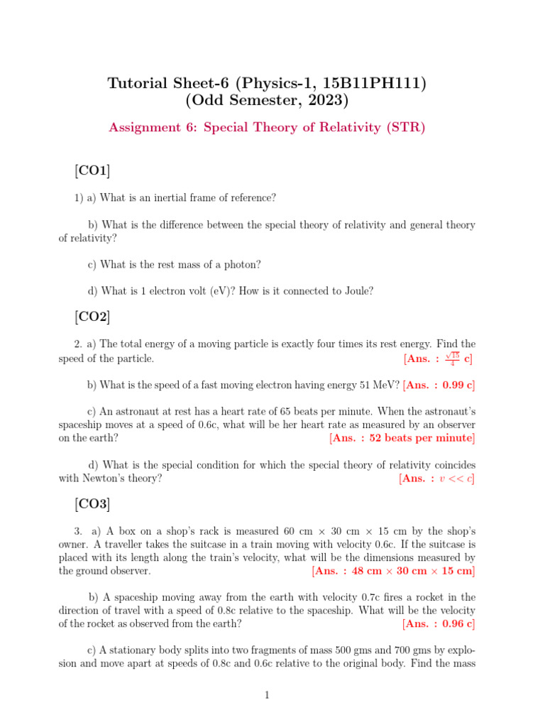 Tutorial 6 Physics 1 | Download Free PDF | Electronvolt | Quantity