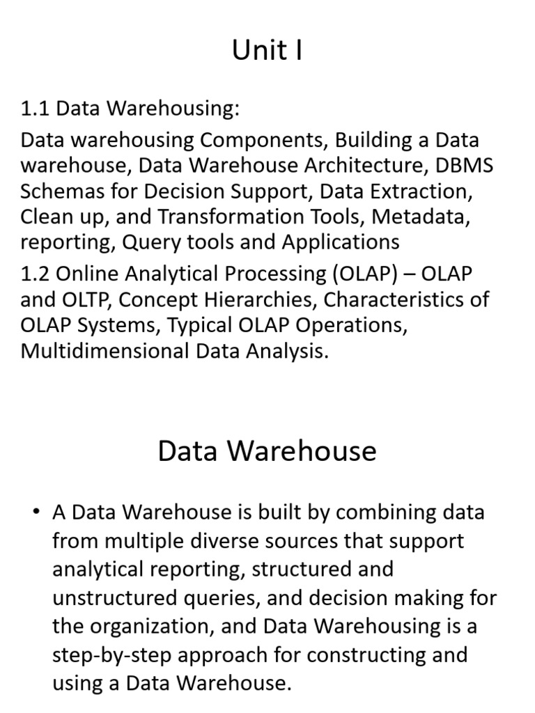 DWM Unit 1 (2023) | Download Free PDF | Data Warehouse | Computer Science