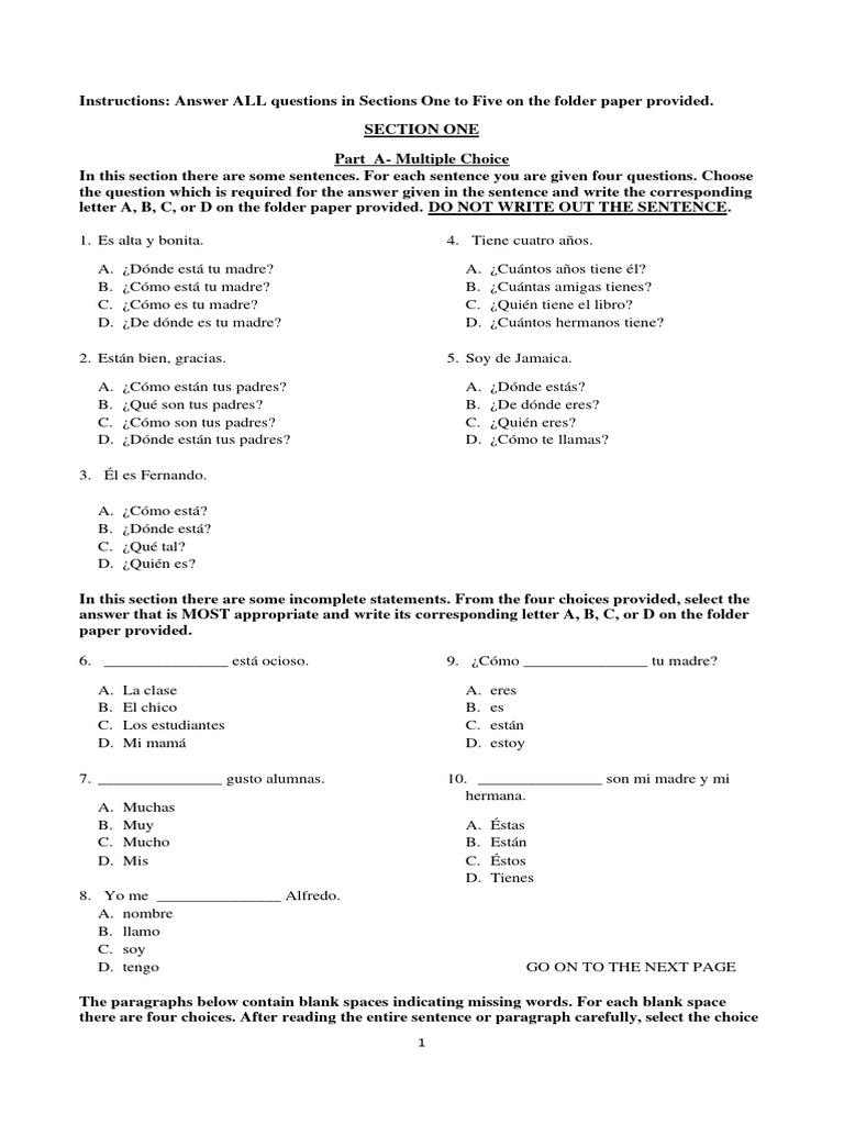 Spanish Past Paper | PDF