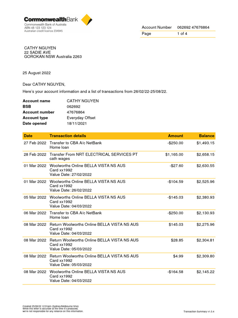 Banking - Savings - CBA 6864 26 Feb 22 - 25 Aug 22 | PDF