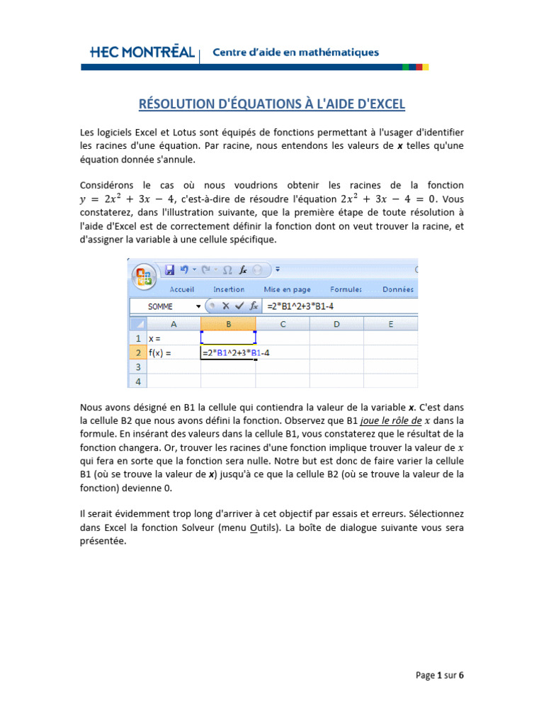 Resolution Equation Excel | PDF | Équations | Microsoft Excel