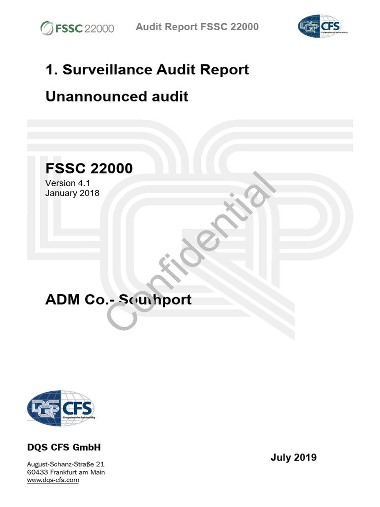 FSSC 22000 Surveillance Audit Report | PDF | Hazard Analysis And ...