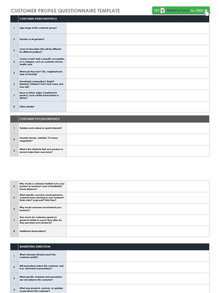 IC Customer Profile Questionnaire 9425 PDF | PDF