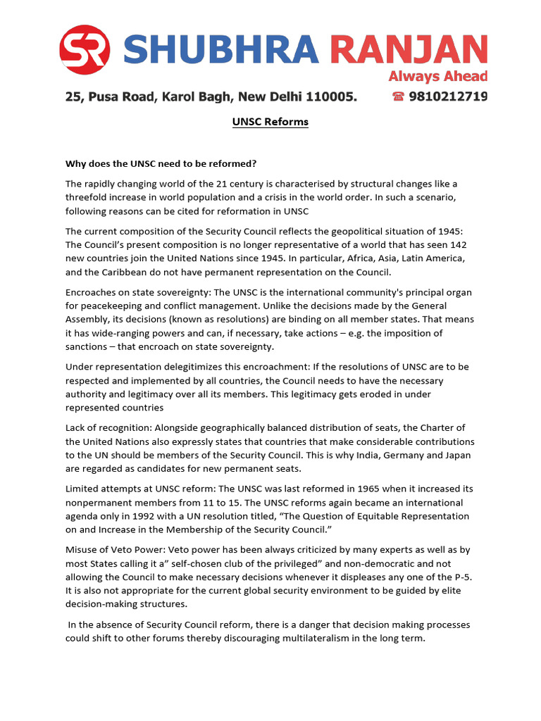 UNSC Reforms | PDF