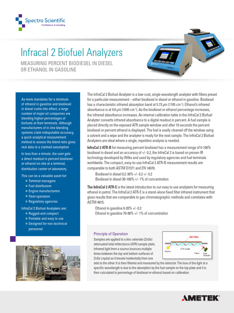 InfraCal 2 Biofuel Analyzer Overview | PDF | Biodiesel | Diesel Fuel