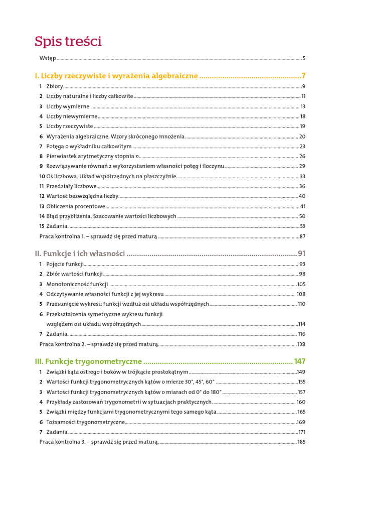 N4762 Matematyka1 YLO - Spis Tresci | PDF