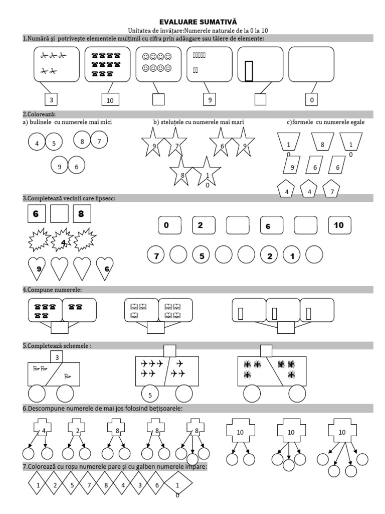 Evaluare Sumativa Matematica 010 | PDF