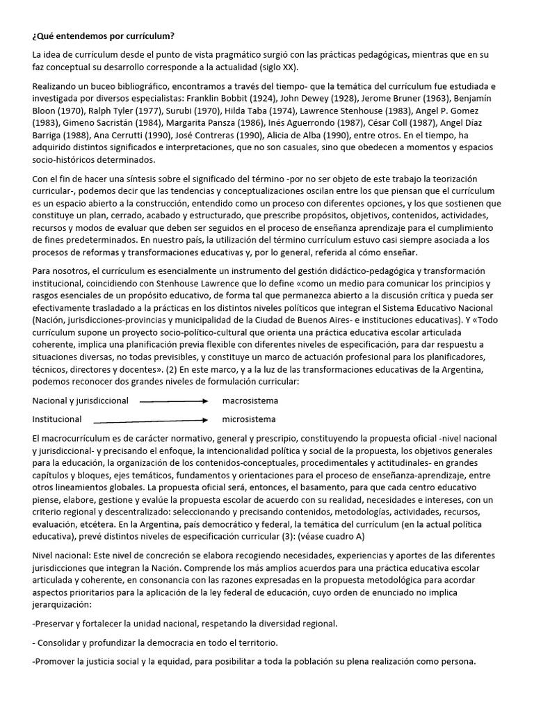 Definición y Concepto de Currículum | PDF | Plan de estudios
