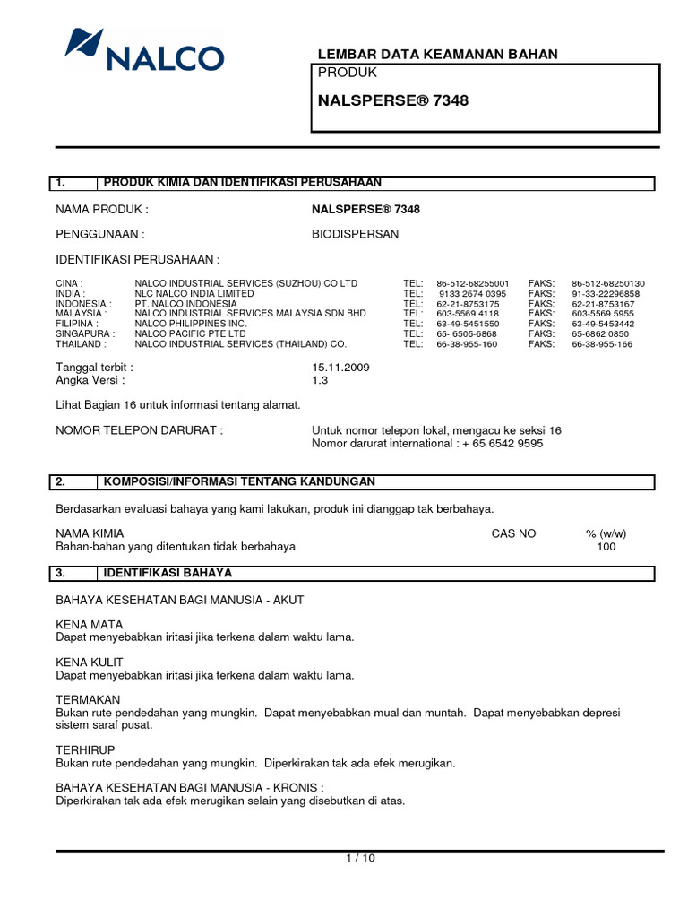 Nalco 7348 MSDS | PDF