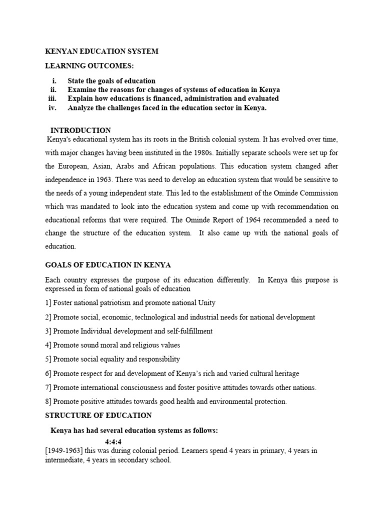 Kenyan Education System Notes-1 | PDF | Educational Assessment