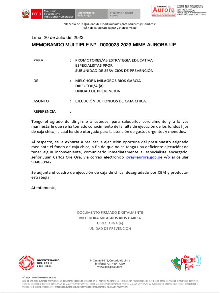 Memorando Multiple 000023 2023 Up | PDF