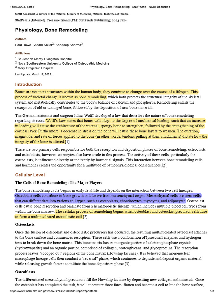 2023 - Physiology, Bone Remodeling | PDF
