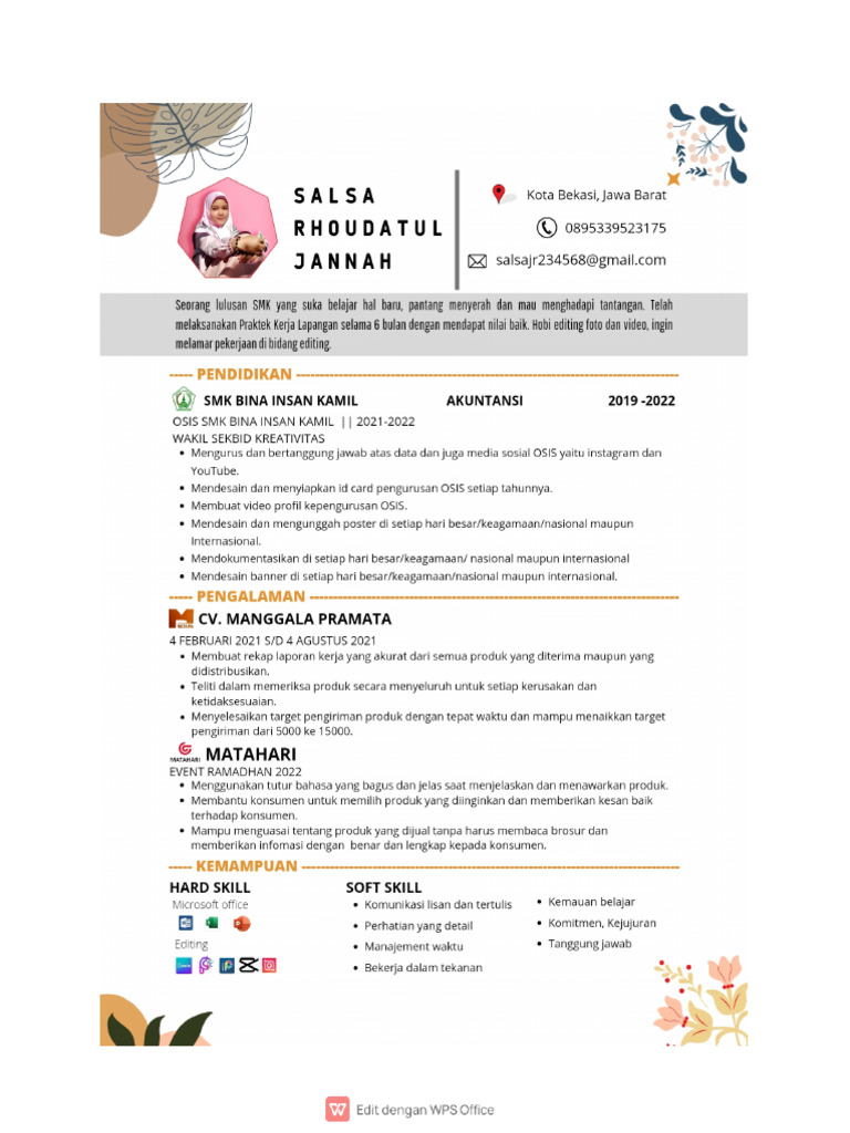 Salsa RJ - CV - Editing | PDF