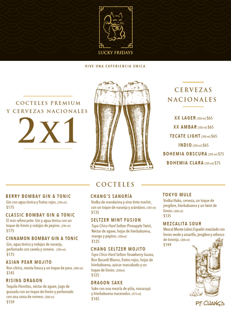 Menu Lucky Days PF Changs | PDF | Alimentos | Ingredientes de comida