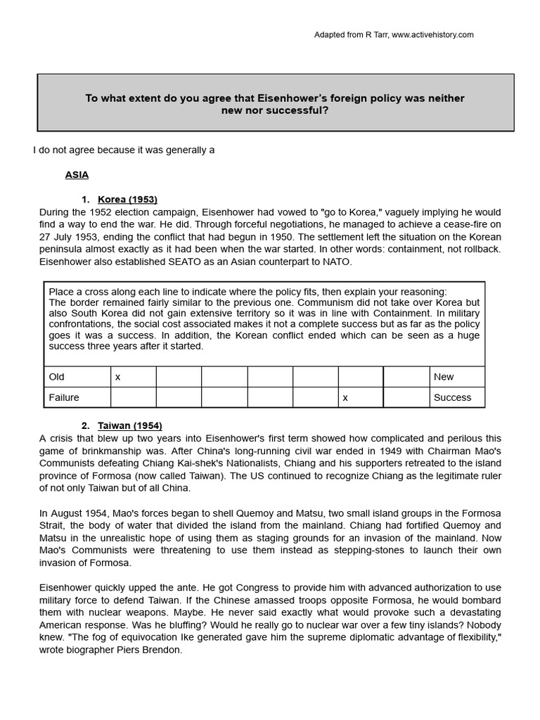Eisenhower's Foreign Policy Was Neither New Nor Successful | PDF ...