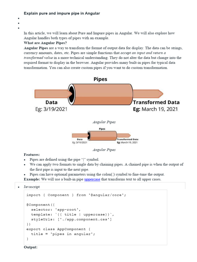 Explain Pure And Impure Pipe In Angular Pdf