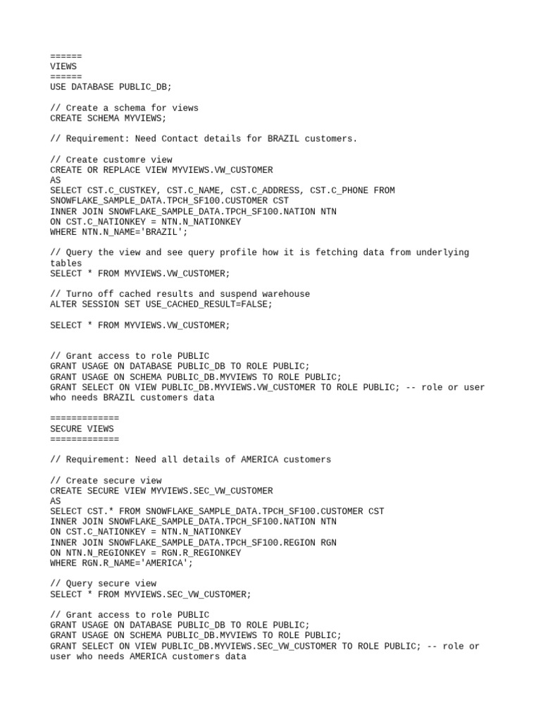 Lab15 Views and MaterializedViews | PDF | Databases | Database Schema