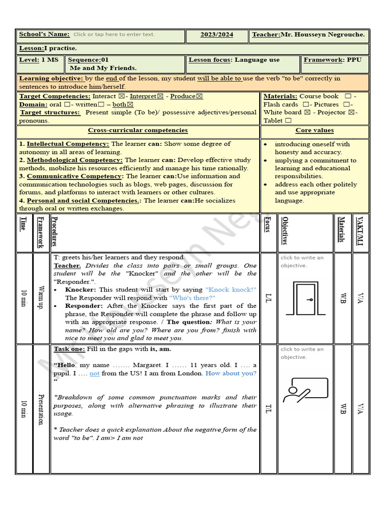 Sequence 01 - Lesson 6 Practice by - Negrouche | PDF | Learning | Verb