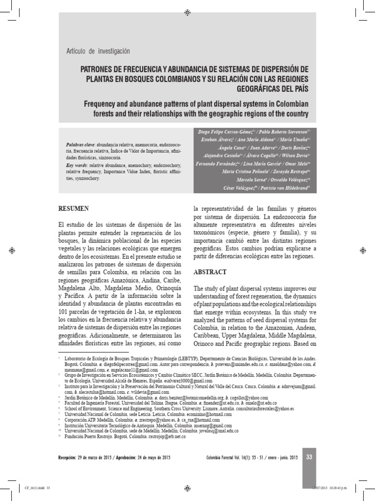 Patrones de Dispersion | PDF | Botánica | Plantas