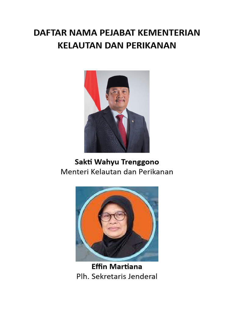 Daftar Nama Pejabat Kementerian Kelautan Dan Perikanan | PDF