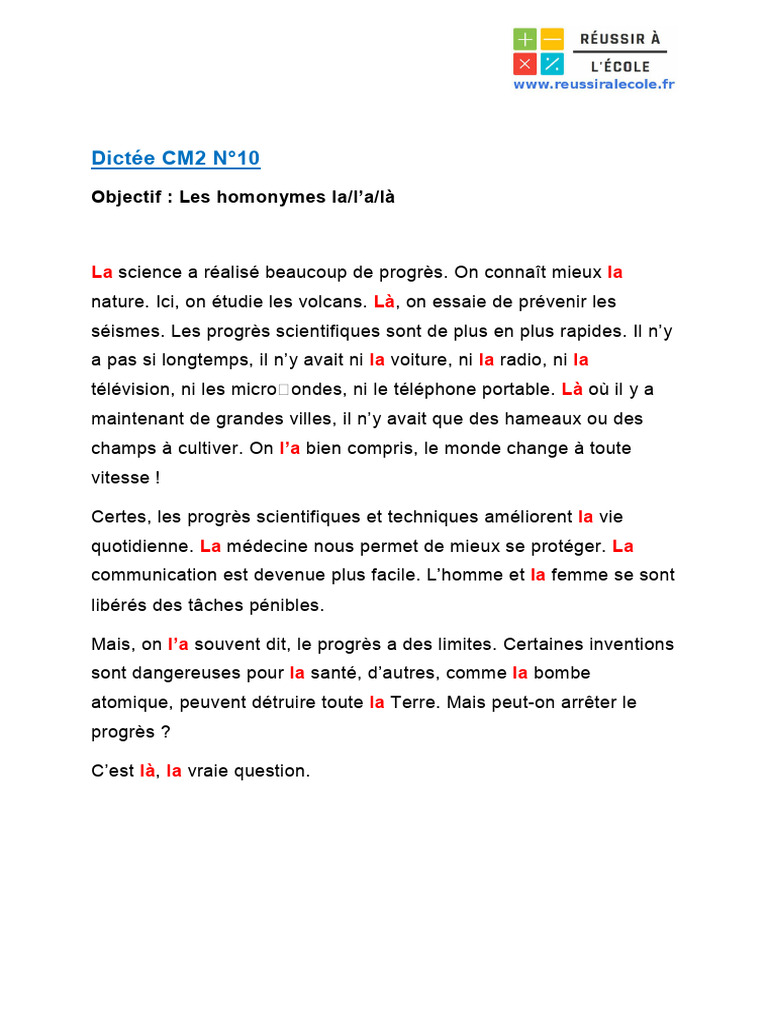 Dictee cm2 PDF 2 | PDF