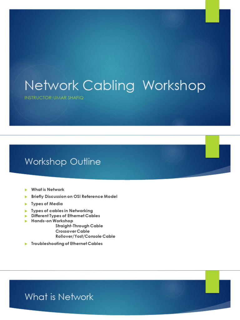 Network Cabling Workshop Presentation | PDF | Computer Network | Osi Model