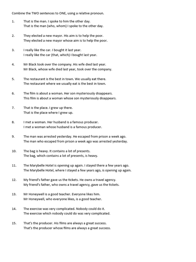 Relative Pronoun Sentence Guide | PDF