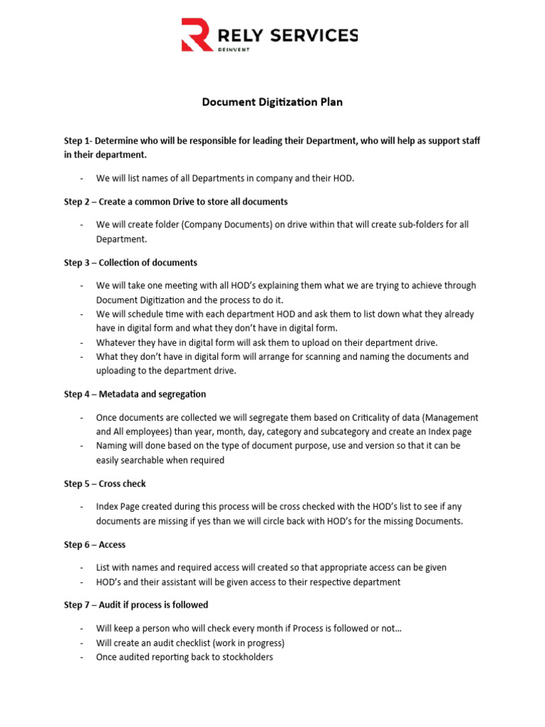 Document Digitization Plan | PDF | Career & Growth | Business