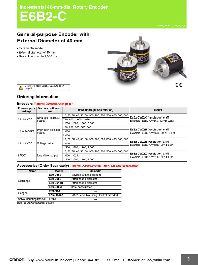 Omron E6b2 C Series Rotary Encoder Datasheet | PDF