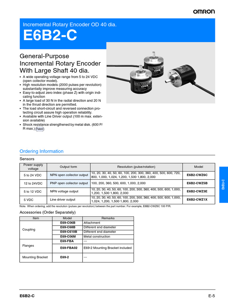 q085 E6b2-C Incremental Rotary Encoder 40 MM Datasheet en | PDF