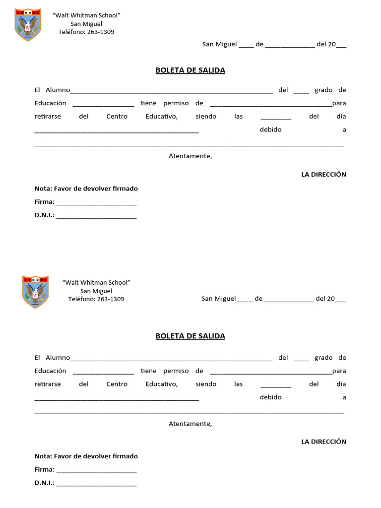 Formato de Boleta de Salida | PDF
