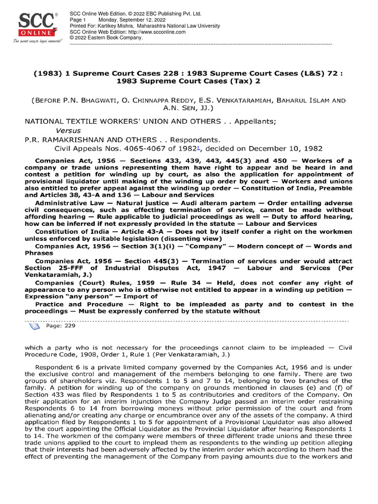 J 1983 1 SCC 228 1983 SCC LS 72 1983 SCC Tax 2 Kartikeykumarm Gmailcom ...