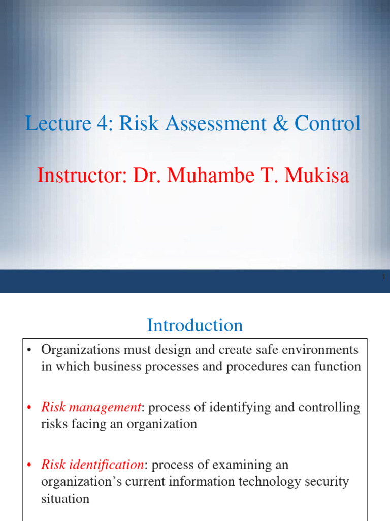 Lecture 4 (UCI 403) Risk Assesment and Control | PDF | Risk | Vulnerability (Computing)
