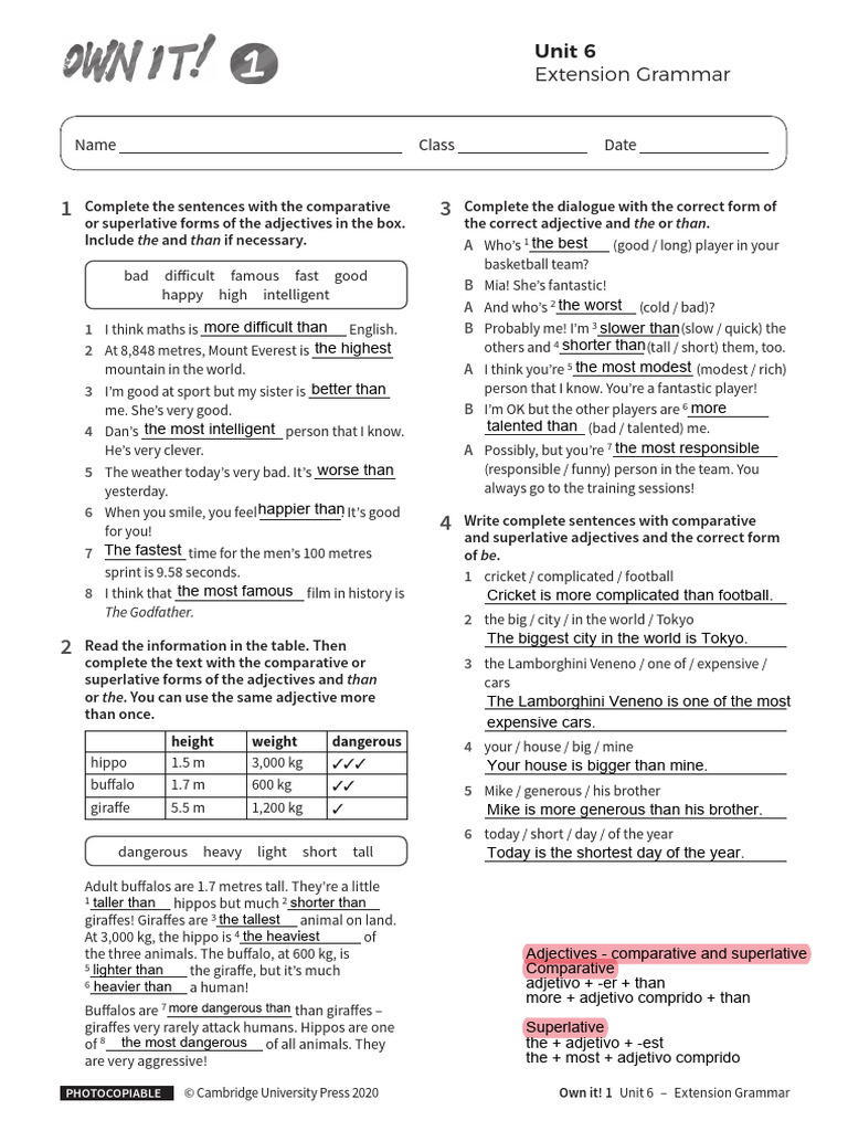 Extension Grammar Unit6 Without Answers Feito | PDF
