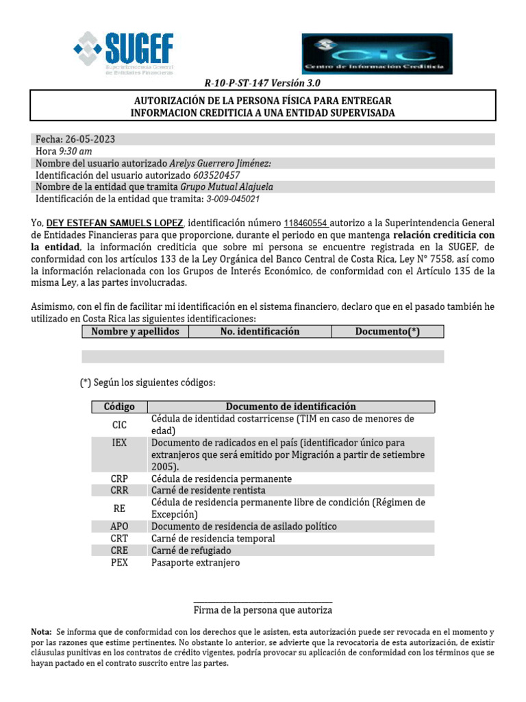 AUTORIZACION CIC PARA FIRMAR | PDF